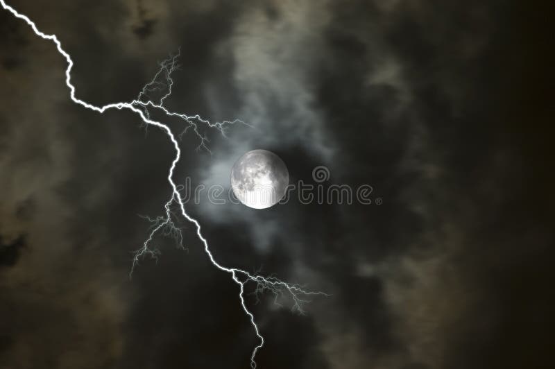 Stormy Moon stock photo. Image of lightning, thunderbolt - 7904226