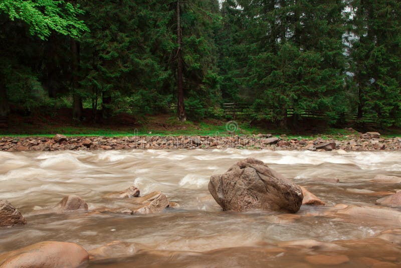 Stormy Mountain River with Rocky Bottom Stock Image - Image of summer ...