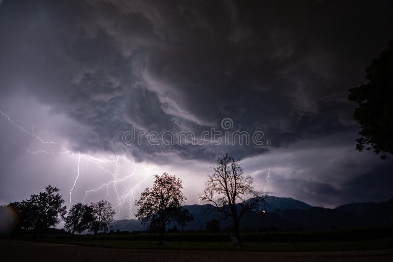 A stormy night stock photo. Image of cloudy, storm, lightning - 199230702