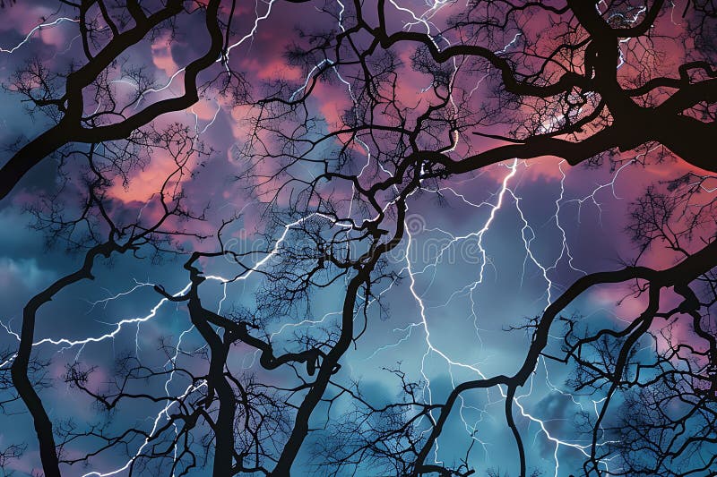 Stormy Night Sky, Branches, Silhouette, Lightning, Nature, Dark ...