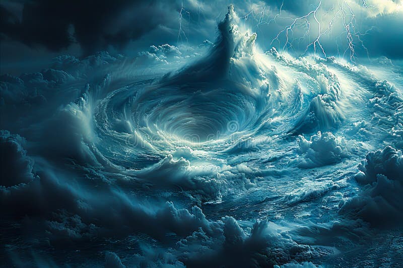 A Stormy Ocean with a Large Vortex Stock Image - Image of strike ...