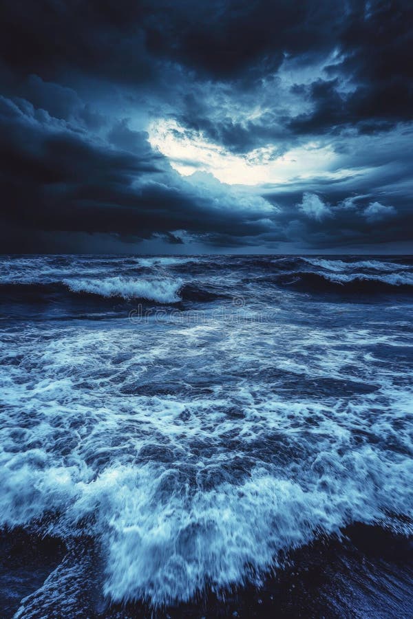 Stormy Ocean at Night stock image. Image of ocean, dramatic - 359990153