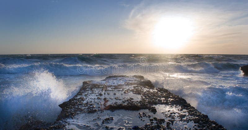 Stormy Sea Crashes in the Rocks Stock Photo - Image of marine, nature ...