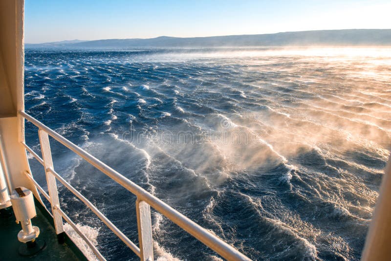 Stormy Sea with Strong Wind Stock Image - Image of mountains, boat ...