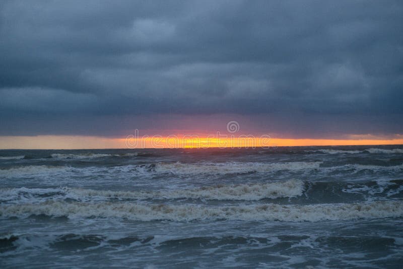 Stormy Sea at Sunset. Winter Stock Photo - Image of thunder, stormy: 291751346
