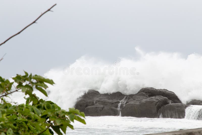 Stormy Sea with Waves Crashing on Rocks Stock Photo - Image of coast ...