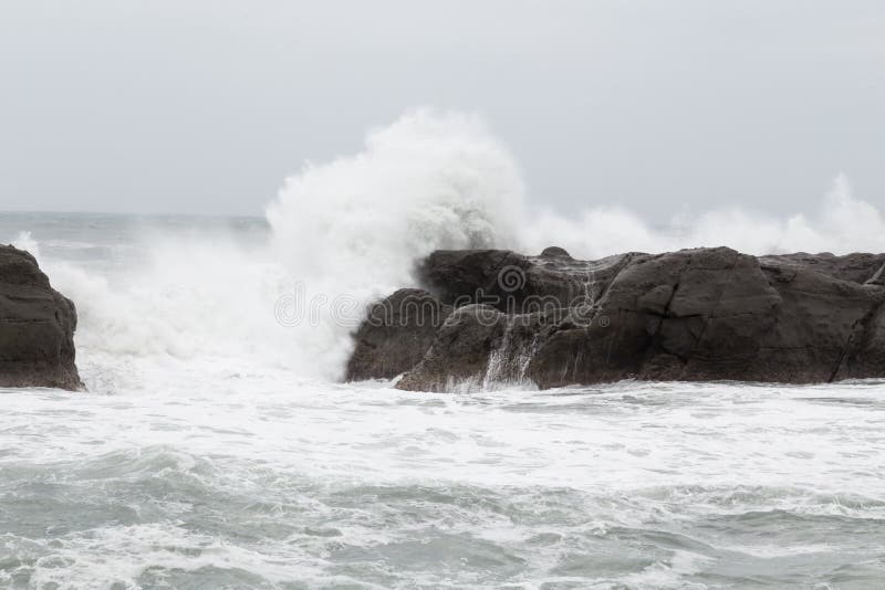 Stormy Sea with Waves Crashing on Rocks Stock Image - Image of water ...