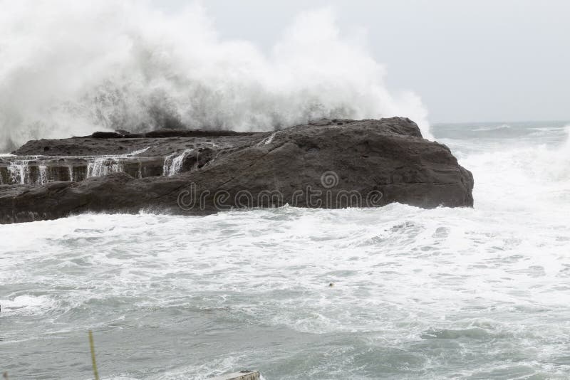 Stormy Sea with Waves Crashing on Rocks Stock Image - Image of rough ...