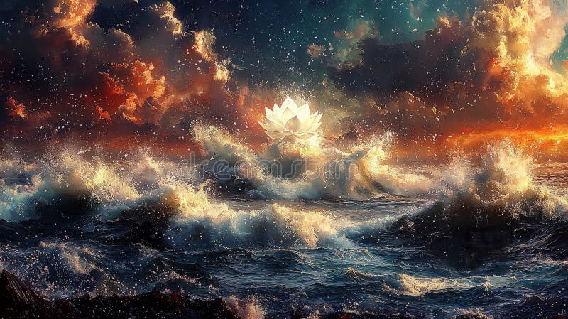 Stormy Seas, Lotus Bloom, Dramatic Sky Stock Image - Image of dramatic ...