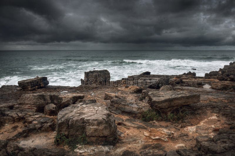 Stormy Seascape stock image. Image of extreme, rain, horizon - 63073787