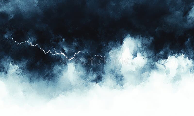 A Stormy Sky with a Bolt of Lightning in the Middle Stock Photo - Image ...