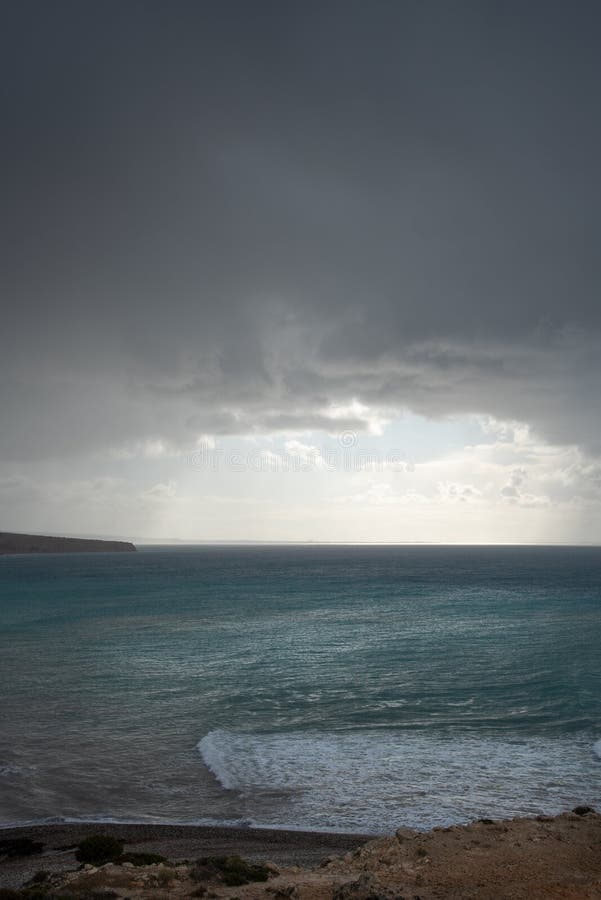 Stormy Sky with Dramatic Clouds and Sea. Stormy Weather at the Ocean ...