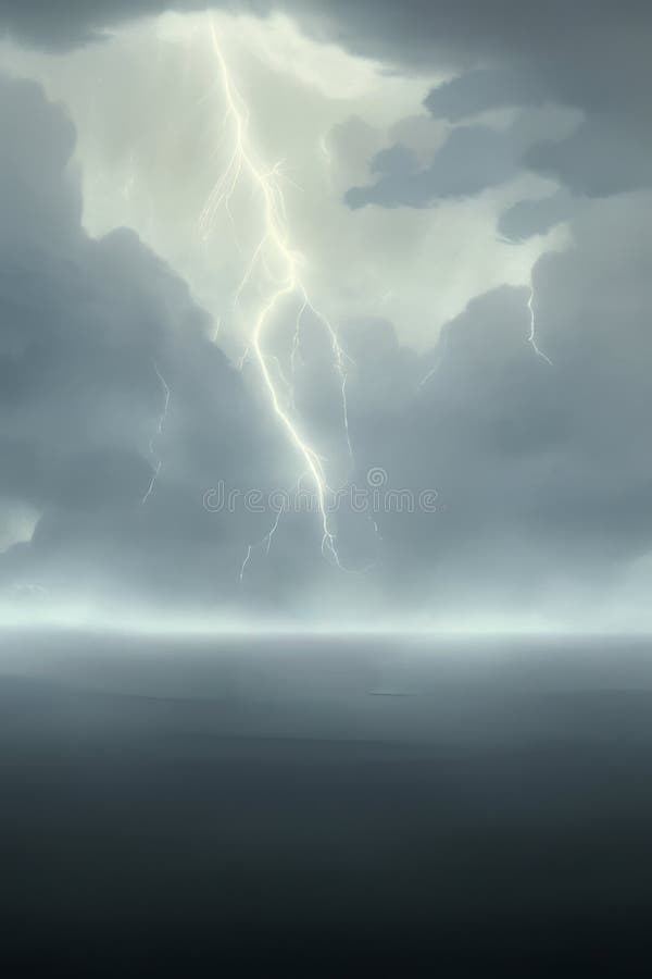 A Stormy Sky with a Lightning Bolt in the Middle Stock Photo - Image of ...