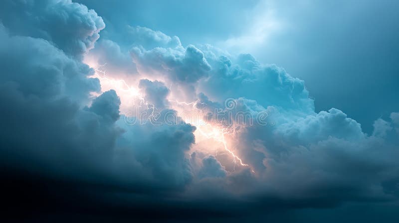 A Stormy Sky with a Lightning Bolt in the Middle of it Stock Photo ...