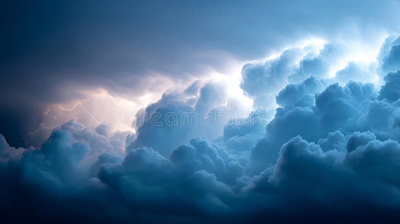 A Stormy Sky with a Lightning Bolt in the Middle of the Clouds Stock ...