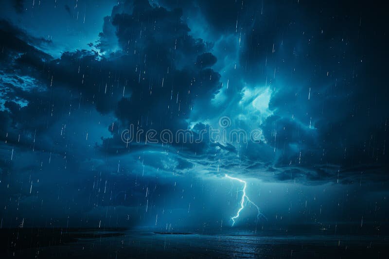 A Stormy Sky with a Lightning Bolt in the Middle Stock Image - Image of ...