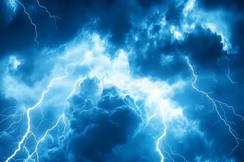 A Stormy Sky with Multiple Cloud To Ground Lightning Strikes Stock ...