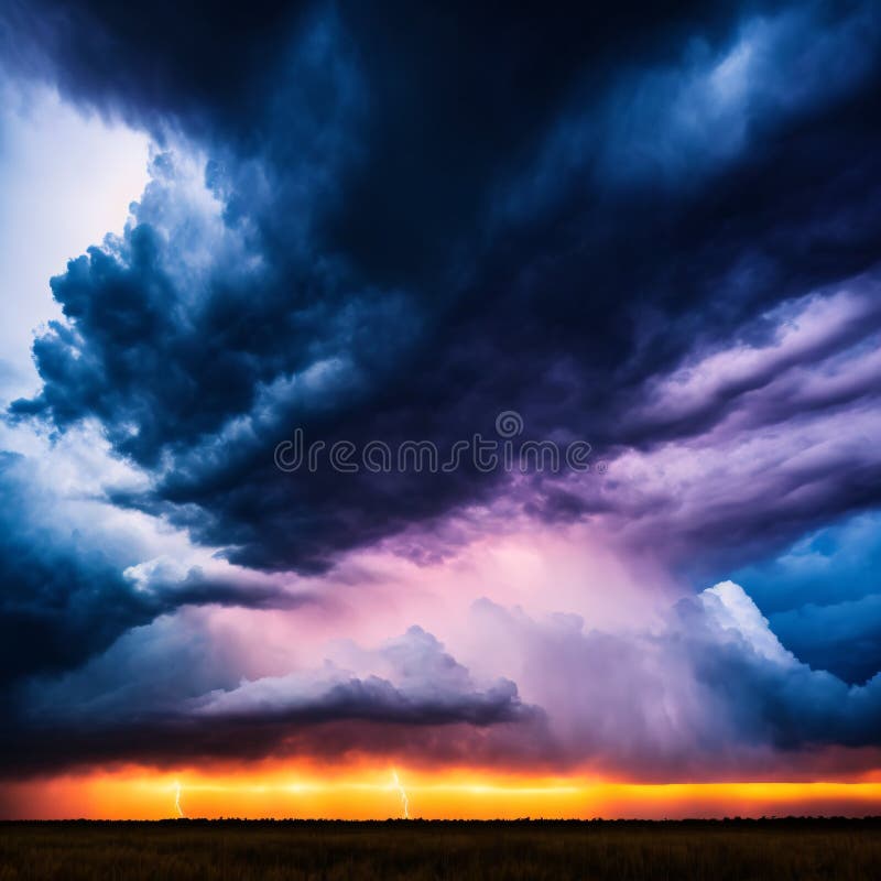 A Stormy Sky with Multiple Cloud To Ground Lightning Strikes ...