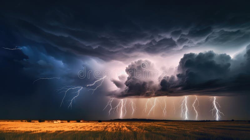 A Stormy Sky with Multiple Lightning Strikes Represents a Severe Storm ...