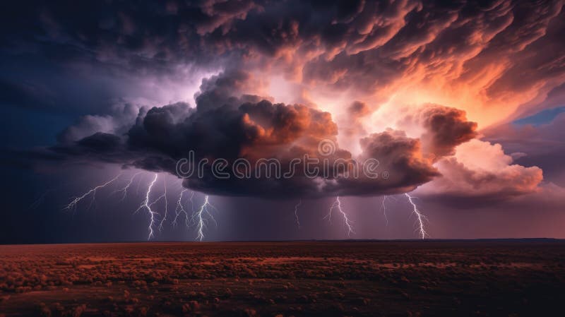 A Stormy Sky with Multiple Lightning Strikes Represents a Severe Storm ...