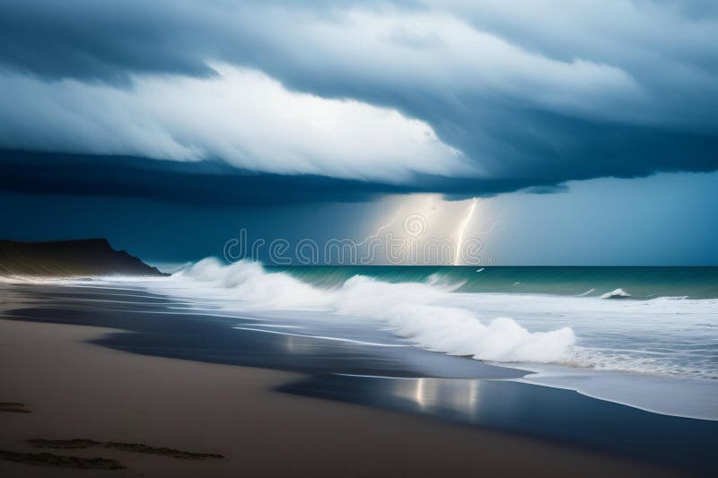 Stormy Sky Over the Atlantic Ocean. 3d Render Stock Illustration ...
