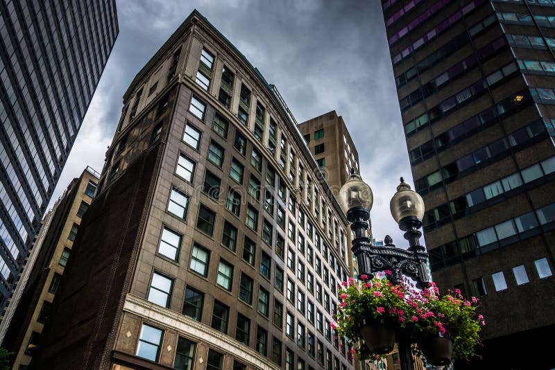 Stormy Sky Over Modern Buildings in Boston, Massachusetts. Stock Photo ...