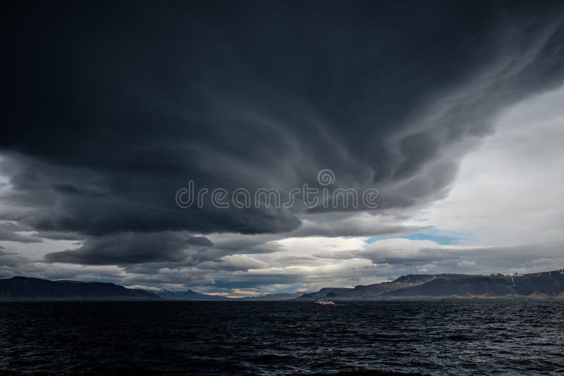 Stormy sky over an ocean stock photo. Image of stormy - 99632478