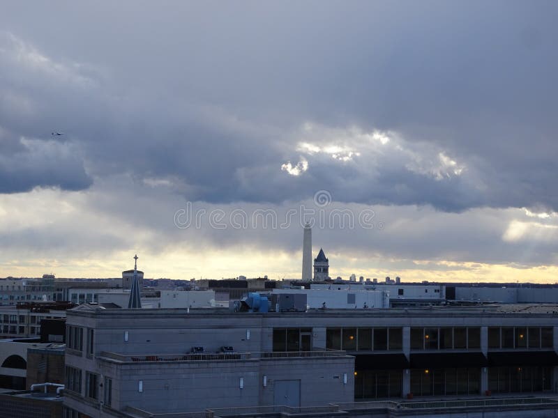 Stormy Sunset Overlooking DC Monuments at Sunset Stock Image - Image of ...