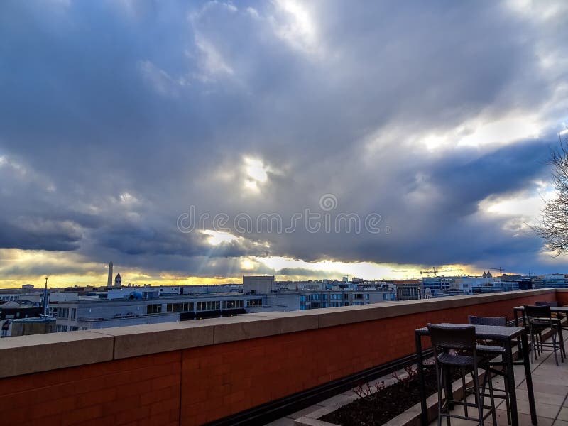 Stormy Sunset Overlooking DC Monuments at Sunset Stock Image - Image of ...