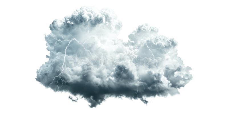 Stormy Thundercloud with Lightning Isolated on Transparent Background ...