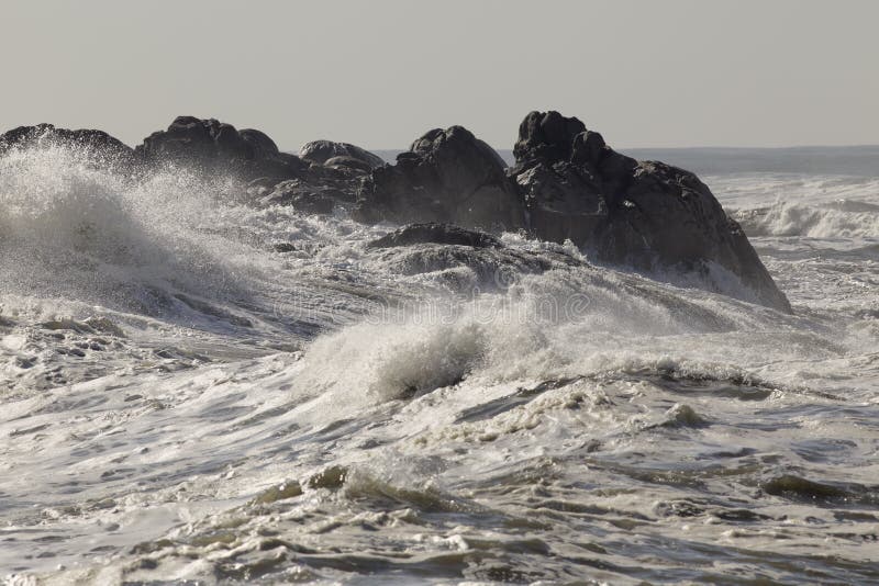 Stormy Waves Covering Rocks Stock Image - Image of foam, portugal ...