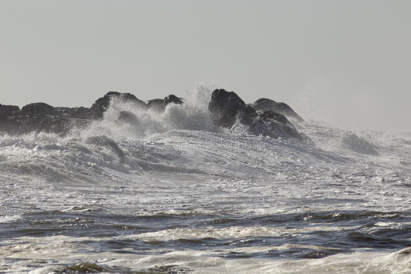 Stormy Waves Covering Rocks Stock Image - Image of breaking, scenic ...