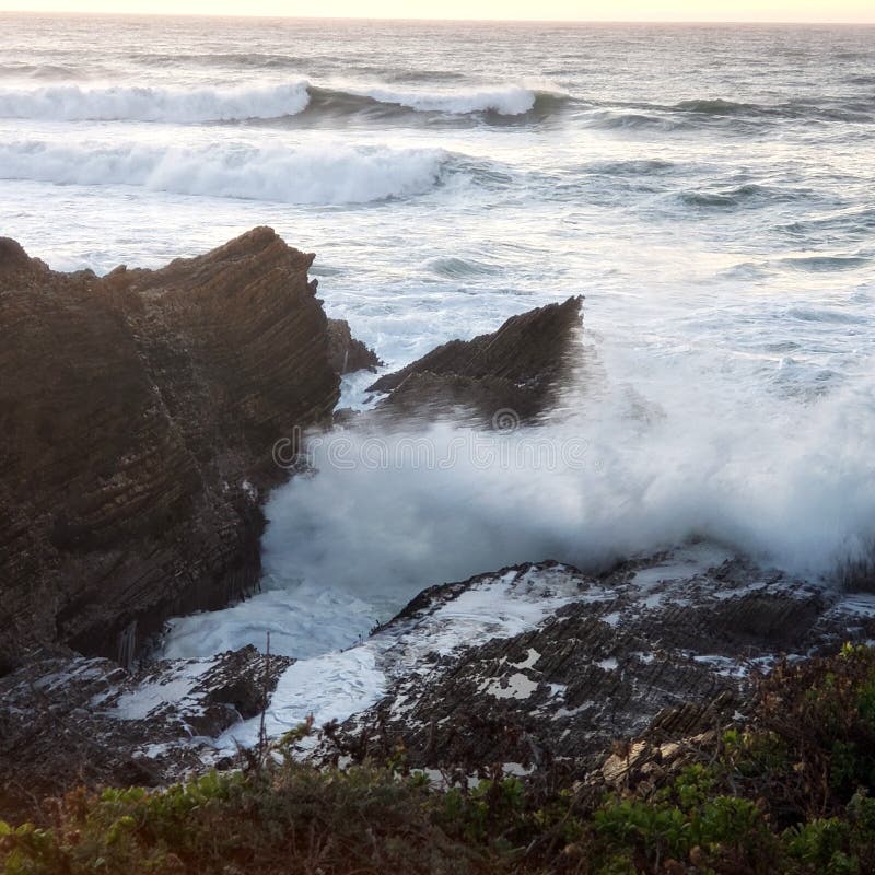 Stormy Waves on Rocks stock photo. Image of ocean, shore - 175320790
