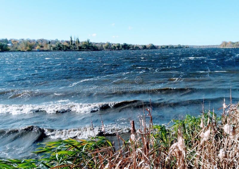 Stormy Weather in October 2023 on the Dnieper River. Ukraine Stock ...