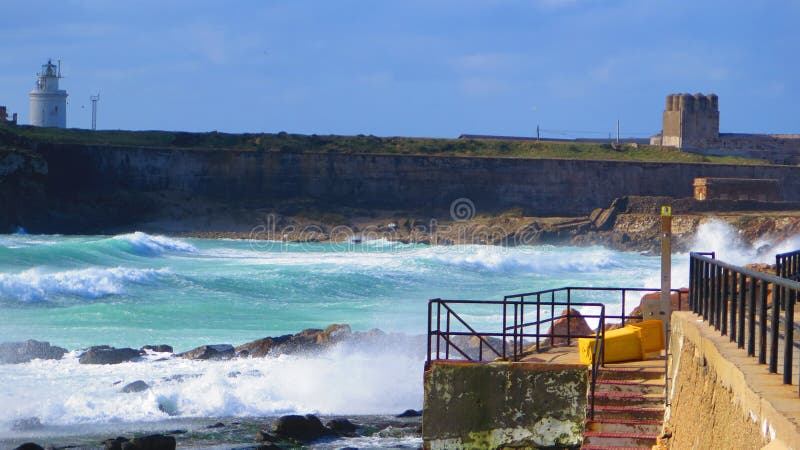 Stormy Weather in Tarifa, Andalusia Stock Photo - Image of lighthouse ...
