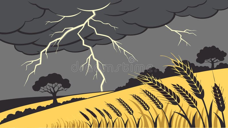 Stormy Wheat Field, Dramatic Weather Vector Design Generative AI Stock ...