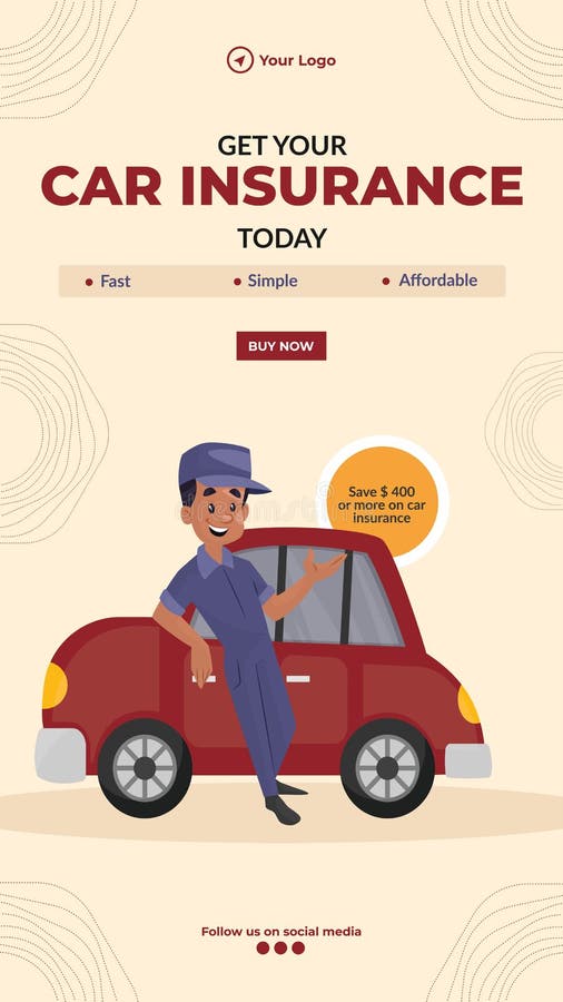 Get Your Car Insurance Portrait Template Design Stock Vector ...