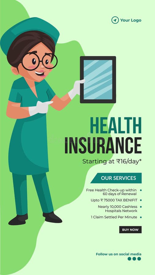 Health Insurance Portrait Template Design Stock Vector - Illustration ...