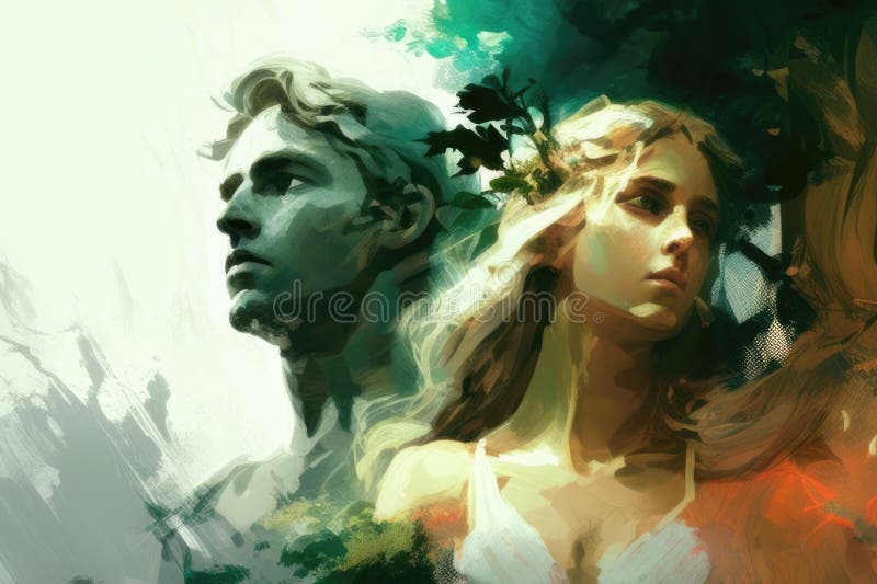 The Story of Apollo and Daphne. AI Generation Stock Illustration ...