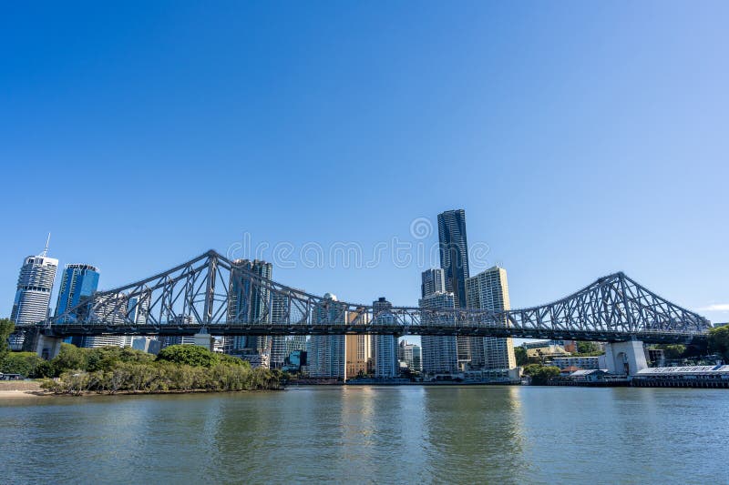 Story Bridge at Kangaroo Point Stock Photo - Image of water, bridge ...