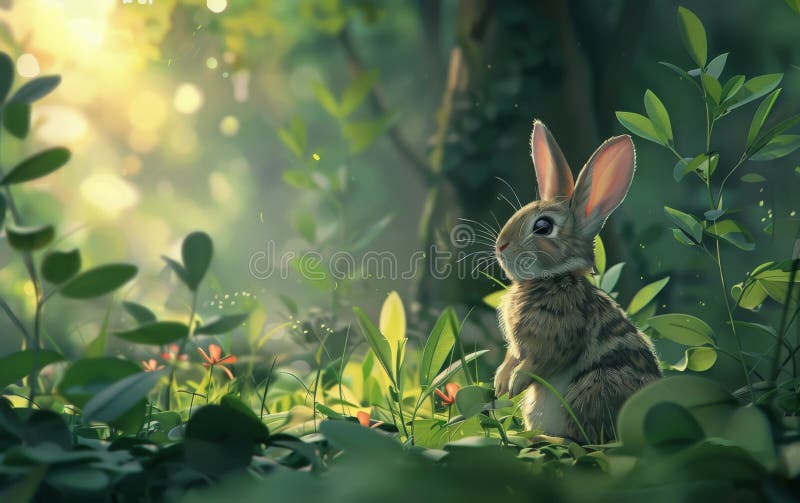 The Story of a Curious Rabbit Exploring the Forest Encountering Various ...
