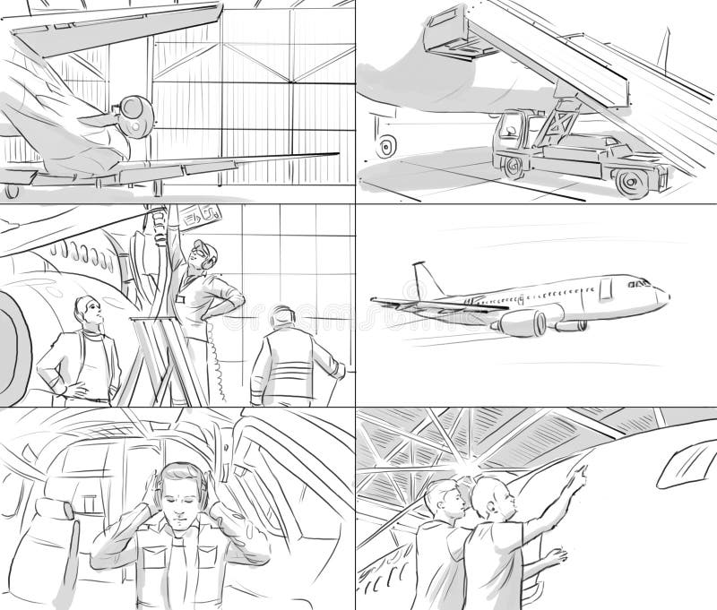 Storyboard with airplane stock illustration. Illustration of storyboard ...