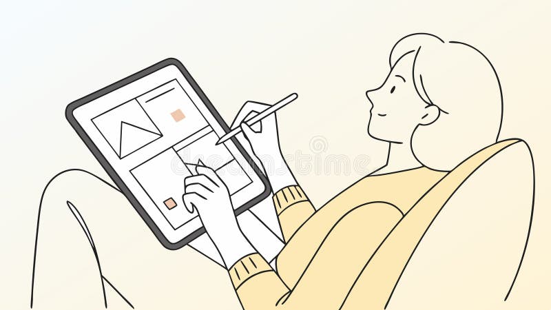 Storyboard Artist Using a Tablet for Creative Visual Storytelling, Vector Design Generative AI ...