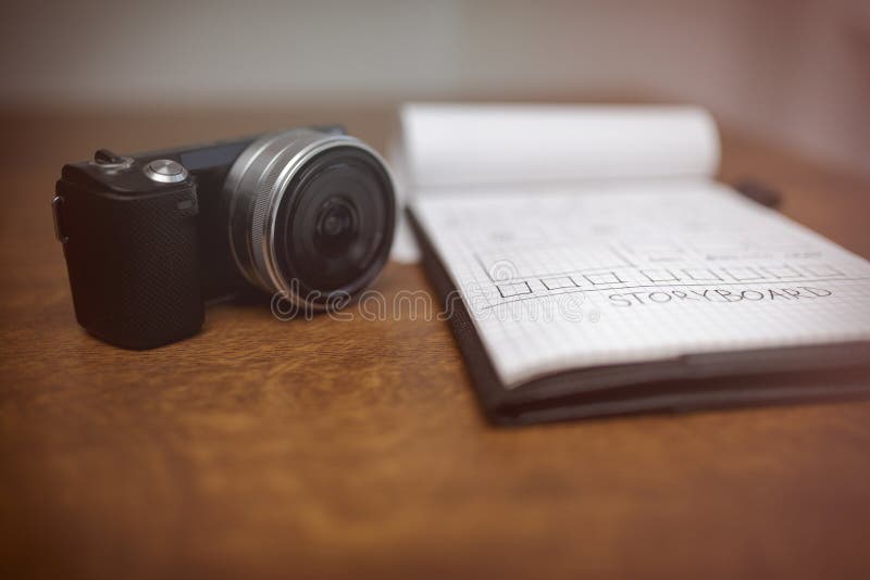 Storyboard and camera stock image. Image of horizontal - 84493055