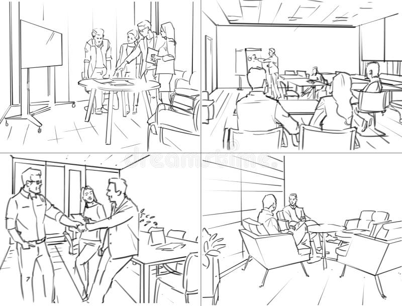 Storyboard: Job Interview, Shaking Hands, Team Success Stock ...