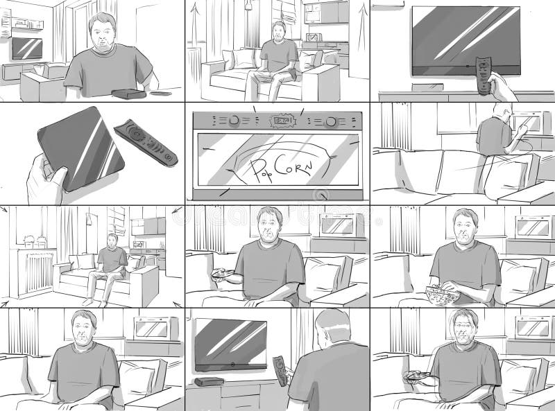 Storyboard about Tv and Technology Stock Illustration - Illustration of ...