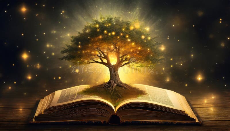 Storybook with tree stock illustration. Illustration of cover - 320543448