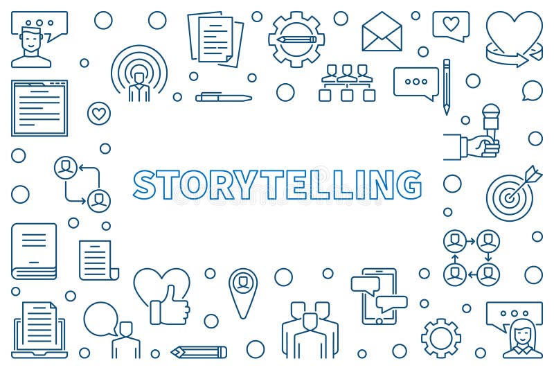 Storytelling Vector Round Concept Outline Illustration Stock Vector ...