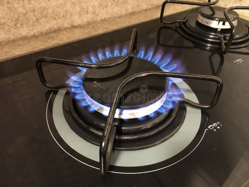 Lit Kitchen Burner stock image. Image of burner, fire, oven - 945821