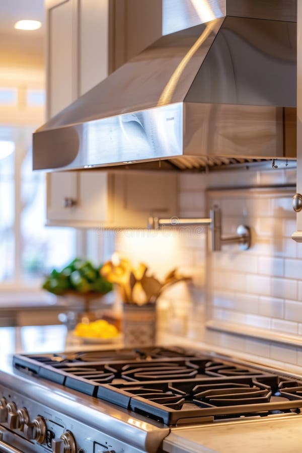 A Stove Top Oven Sitting Inside a Kitchen Stock Image - Image of ...